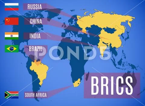 A schematic map of the States members of the BRICS (Brazil, Russia ...