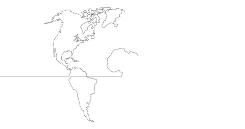 Schematic map of the world with the equa... | Stock Video | Pond5