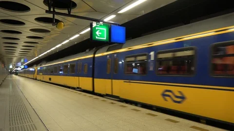 Schiphol Airport Train Station, Train De... | Stock Video | Pond5