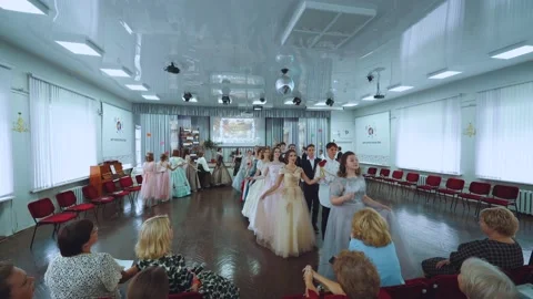 School ball, Pushkin ball, graduates dan... | Stock Video | Pond5