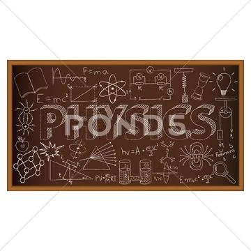 School board doodle with physics symbols. Vector illustration ...