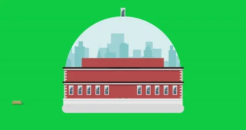 School building animation with a city ba... | Stock Video | Pond5