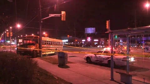 School bus accident at night | Stock Video | Pond5