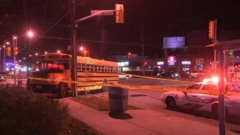 School bus accident at night | Stock Video | Pond5