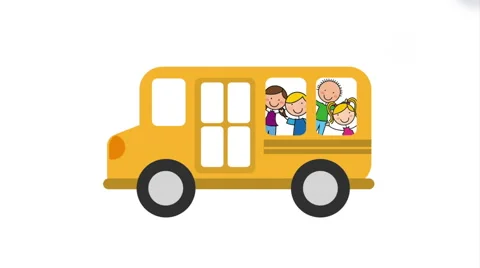 School bus with children, Video Animatio... | Stock Video | Pond5