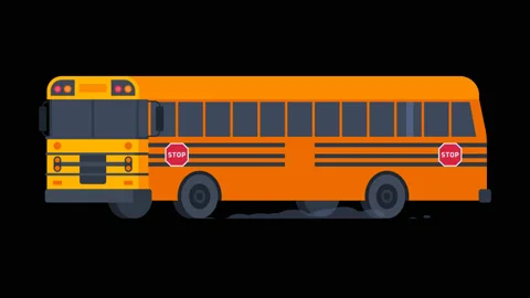 School Bus Rides with Flashing Lights On... | Stock Video | Pond5