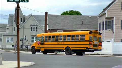 School Bus stop, kids drop off | Stock Video | Pond5