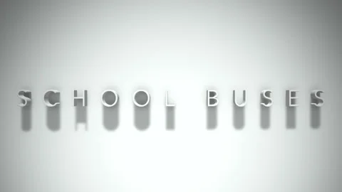 school buses 3D title animation white te... | Stock Video | Pond5