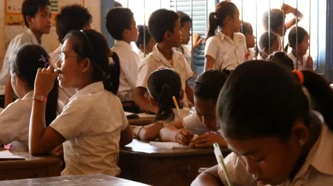 School children learning in classroom 4k... | Stock Video | Pond5
