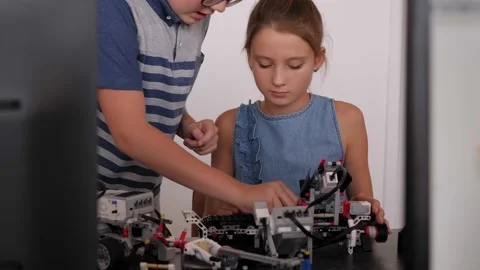 School children in robotics school makes... | Stock Video | Pond5