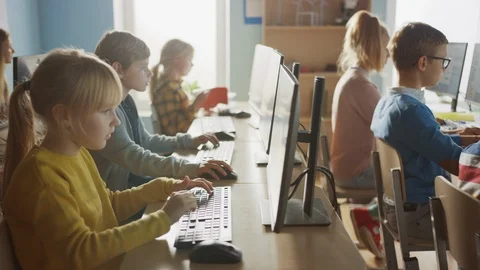 School Computer Classroom: Diverse Group... | Stock Video | Pond5