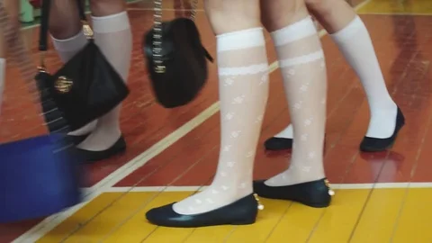 school girl's knee socks, bottom view, l... | Stock Video | Pond5