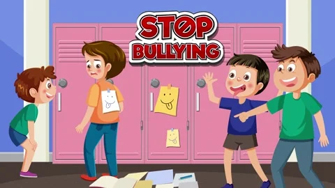 School Hallway Bullying with Stop Bullyi... | Stock Video | Pond5