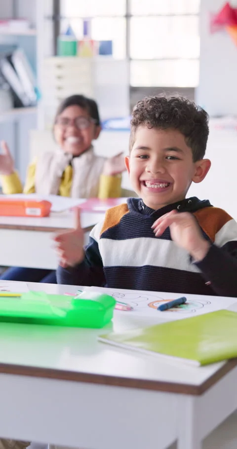 School kids, boy and applause in classro... | Stock Video | Pond5