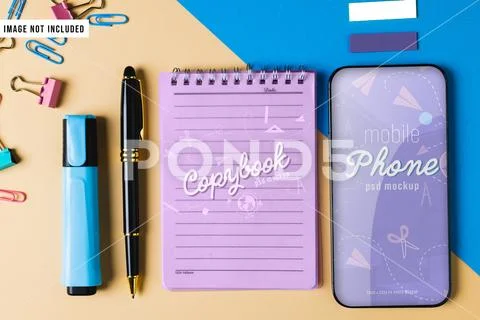 PSD Photoshop Template: School Notebook Mockup #248756899
