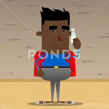 Schoolboy holding blank tube of paste. Vector cartoon character ...