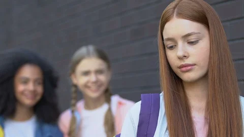 Schoolgirls laughing at insecure female ... | Stock Video | Pond5