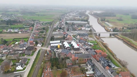schoonaarde village center belgium river... | Stock Video | Pond5