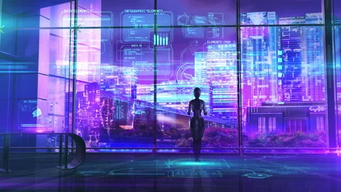 Sci-fi background coding with artificial... | Stock Video | Pond5