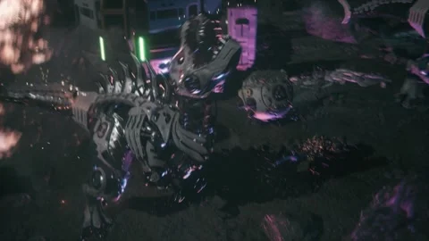 Sci-Fi Beast T-REX Robot in Star Trek 04 | Stock Video | Pond5