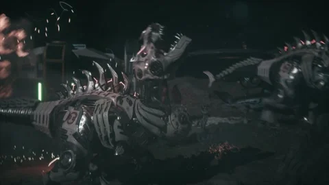 Sci-Fi Beast T-REX Robot in Star Trek 03 | Stock Video | Pond5