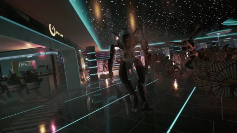 Sci-fi Crowd Robots Dancing In A Night C... | Stock Video | Pond5