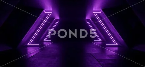 Sci Fi Futuristic Neon Triangle Laser Electric Cyber Glowing Bunker ...