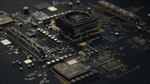 Sci-fi motherboard with holograms and sh... | Stock Video | Pond5
