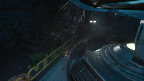 Sci-fi pistol fight scene between robot ... | Stock Video | Pond5