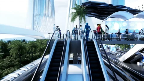 Sci Fi railway futuristic station. Futur... | Stock Video | Pond5