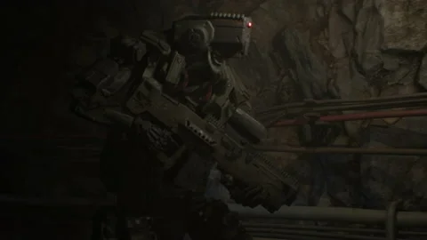 Sci-fi robot walk carefully and infiltra... | Stock Video | Pond5