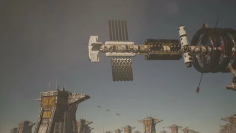 Sci-fi spaceships attack the colony base... | Stock Video | Pond5