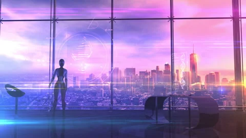 Sci-fi storyline with android and hologr... | Stock Video | Pond5