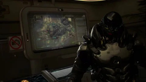 Sci-fi war room briefing for officers un... | Stock Video | Pond5