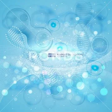 Science background with cells HUD. Blue cell background. Life and ...