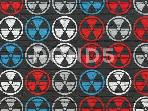 Science concept: Radiation icons on wall background: Royalty Free #53772950