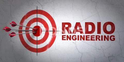 Science concept: target and Radio Engineering on wall background ...