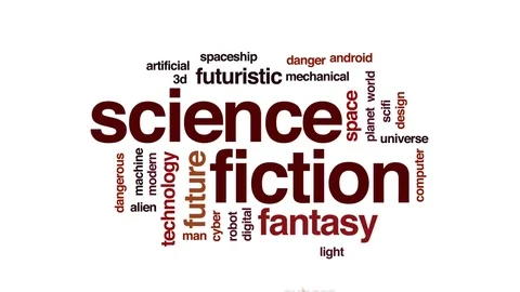 Science fiction animated word cloud, tex... | Stock Video | Pond5