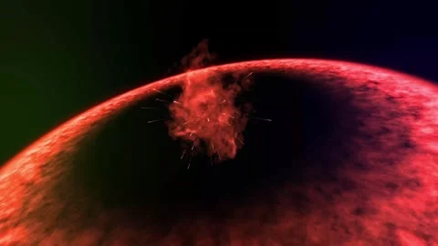 Science. Space Orange Planet Explosion A... | Stock Video | Pond5