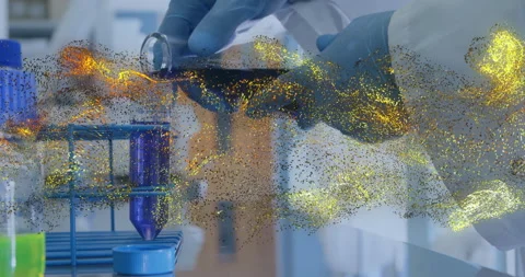 Scientist pouring liquid from vial into ... | Stock Video | Pond5