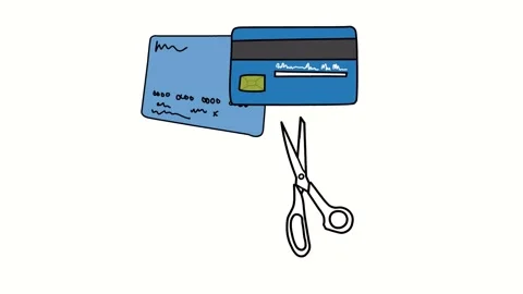 Scissors cutting credit card debit cards... | Stock Video | Pond5