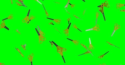 Scissors falling slow motion 3d animatio... | Stock Video | Pond5