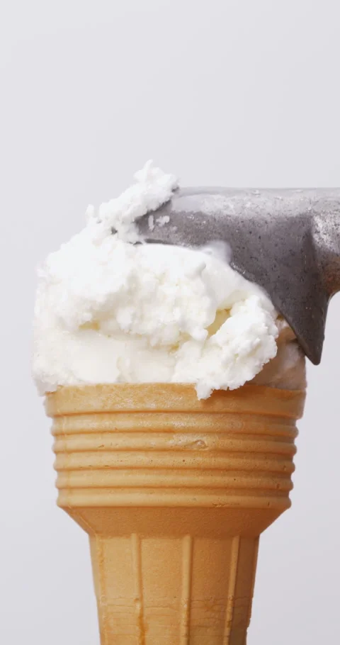 Scoop coconut milk flavored ice cream in... | Stock Video | Pond5
