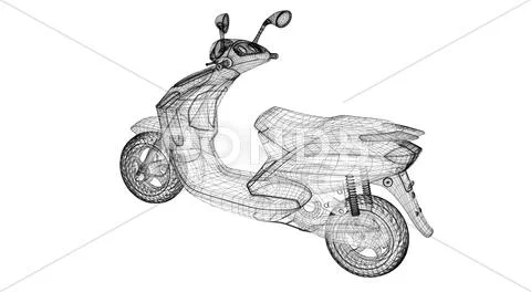 Scooter on a background, model, body structure , wire model ...