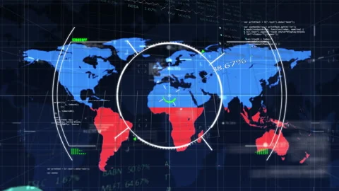 Scope scanning against world map | Stock Video | Pond5