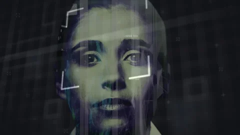 Scope scanning over woman face and data ... | Stock Video | Pond5