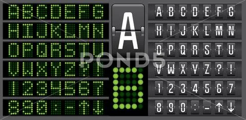 Scoreboard mechanical and electronic panel letters alphabet: Graphic ...