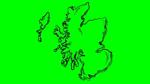 Scotland drawing outline map green scree... | Stock Video | Pond5