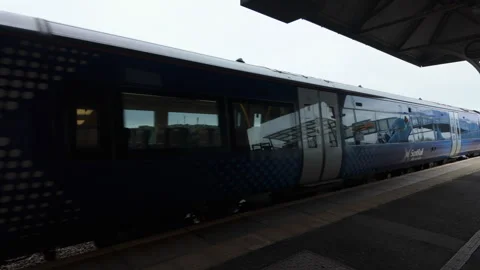 Scotrail train departing from Leuchars t... | Stock Video | Pond5
