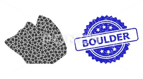 Scratched Boulder Watermark and Recursive Rock Stone Icon Collage ...